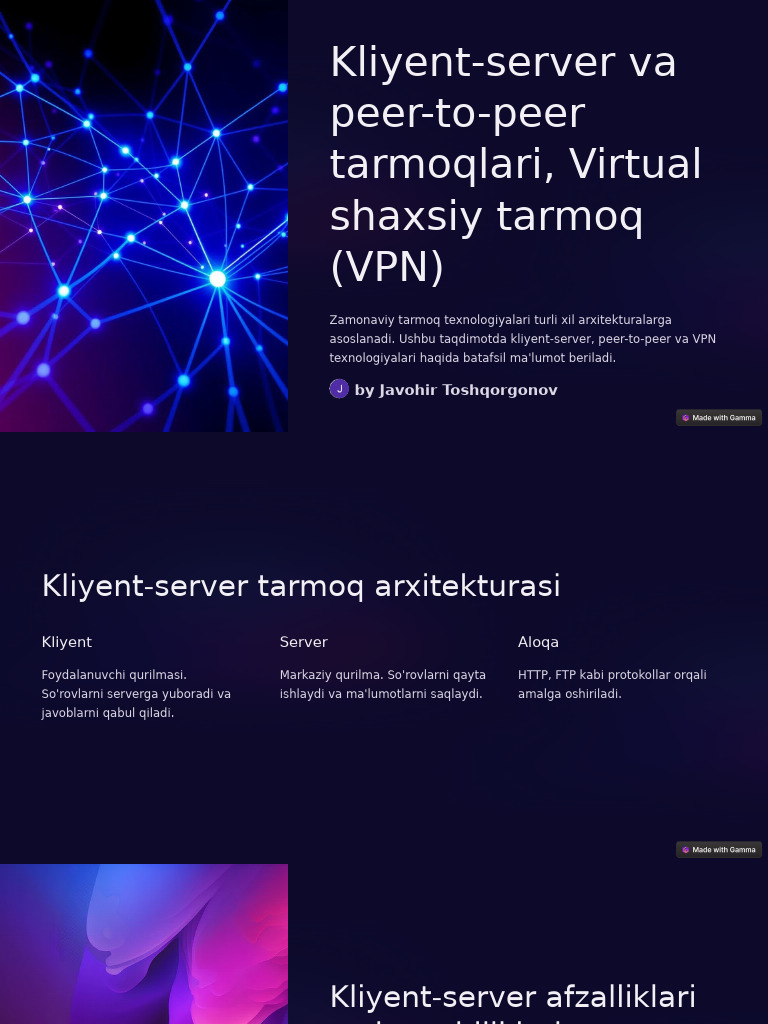 20 Kliyent Server Va Peer To Peer Tarmoqlari Virtual Shaxsiy Tarmoq VPN ...