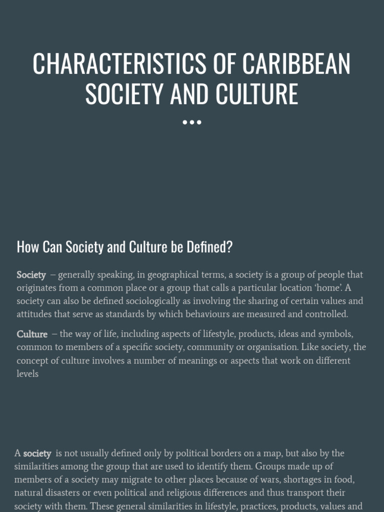 Characteristics of Caribbean Society and Culture | PDF | Society ...