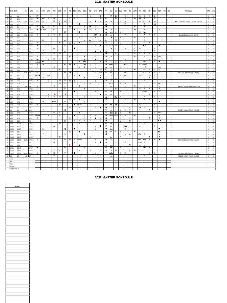 Master Schedule 2023 | PDF