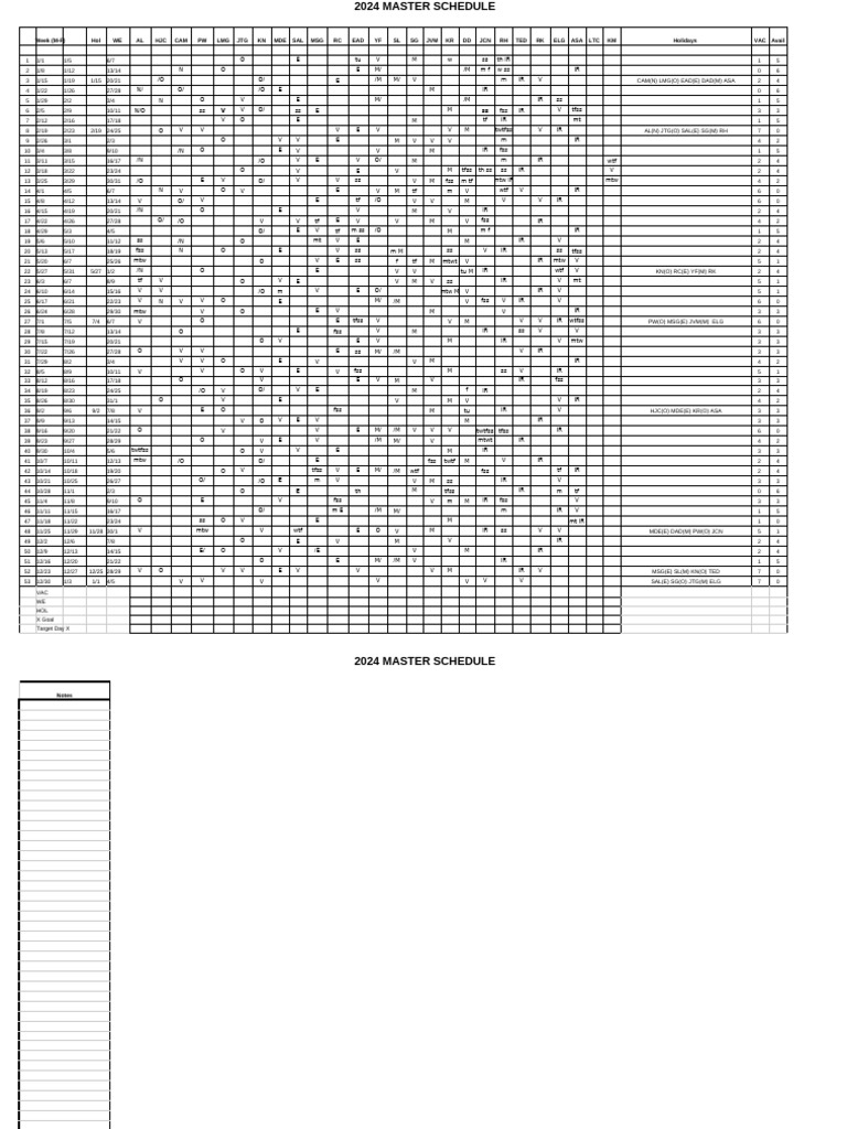 Master Schedule 2024 | PDF