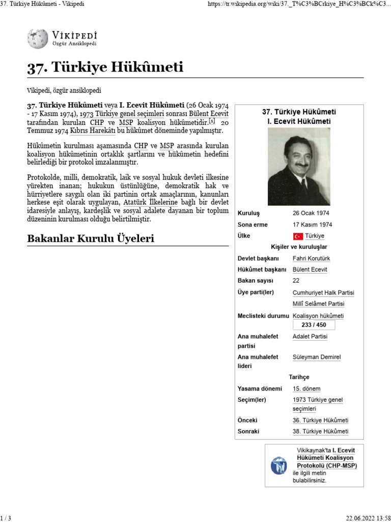 Türkiye Hükûmeti - Vikipedi-Chp-Msp | PDF