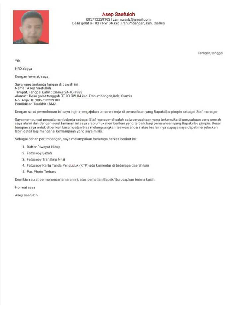 Lamaran Kerja | PDF