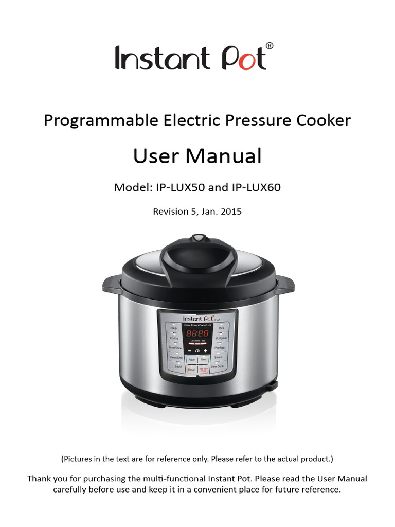 User Manual: Programmable Electric Pressure Cooker | PDF | Pressure Cooking | Slow Cooker