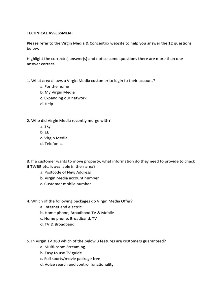 Virgin Media & Concentrix Quiz Guide | PDF | Computers