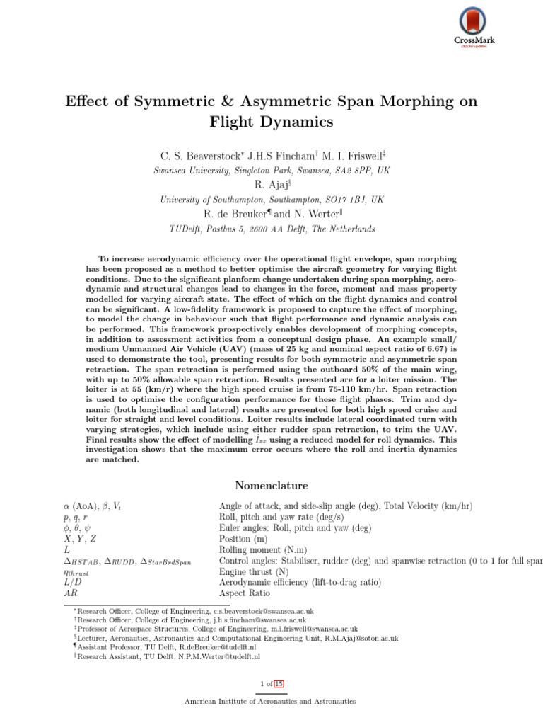 Effect of Symmetric & Asymmetric Span Morphing On Flight Dynamics | PDF ...