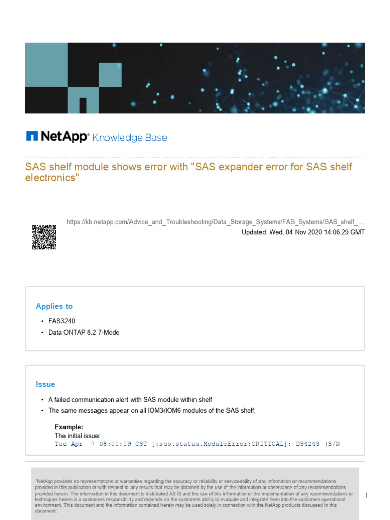 SAS Shelf Module Shows Error With - SAS Expander Error For SAS Shelf Electronics | PDF ...