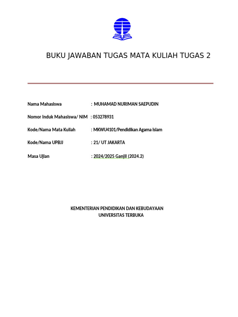 Tugas 2 Mkwu4101 Pendidikan Agama Islam | PDF | Agama & Spiritualitas