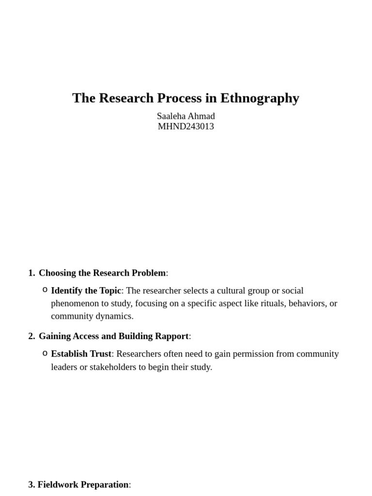 The Research Process in Ethnography | PDF