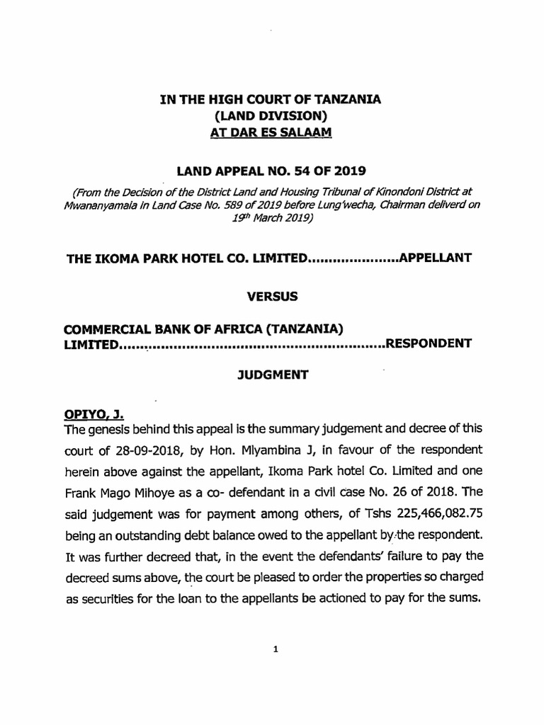Tanzania Land Appeal Judgment | PDF | Lawsuit | Appeal