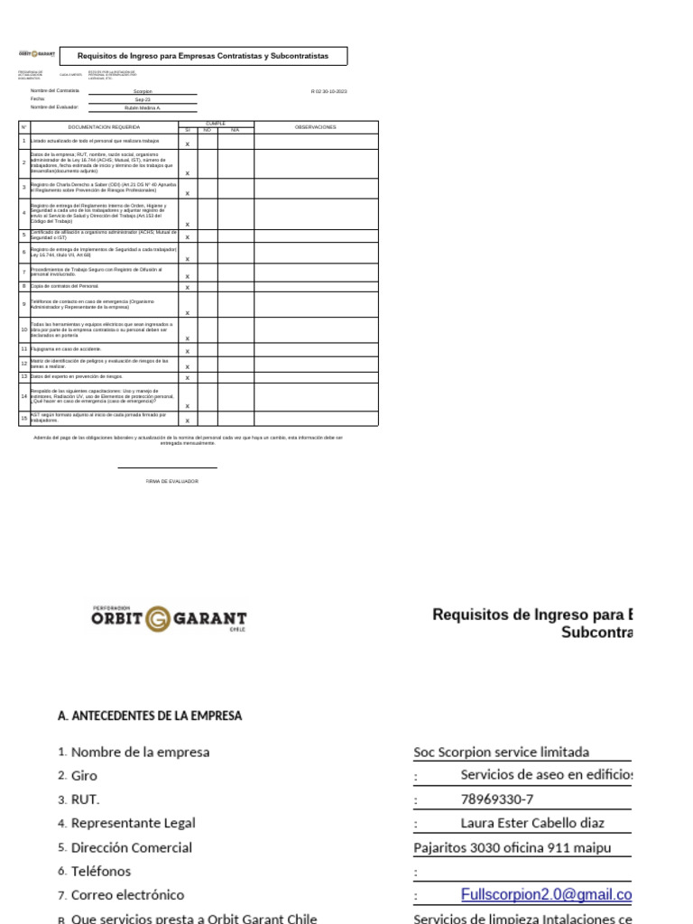 Registro Listado de Control de Contratistas OG. | PDF | Incendios