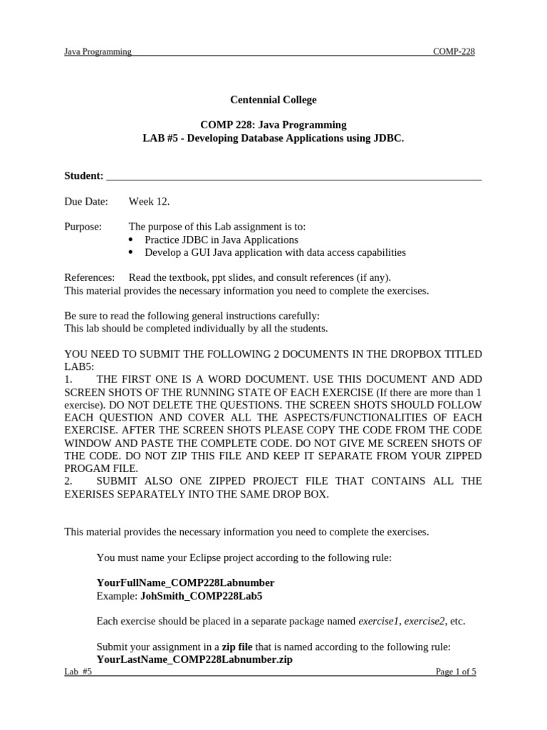 Lab 5 Final | PDF | Databases | Java (Programming Language)