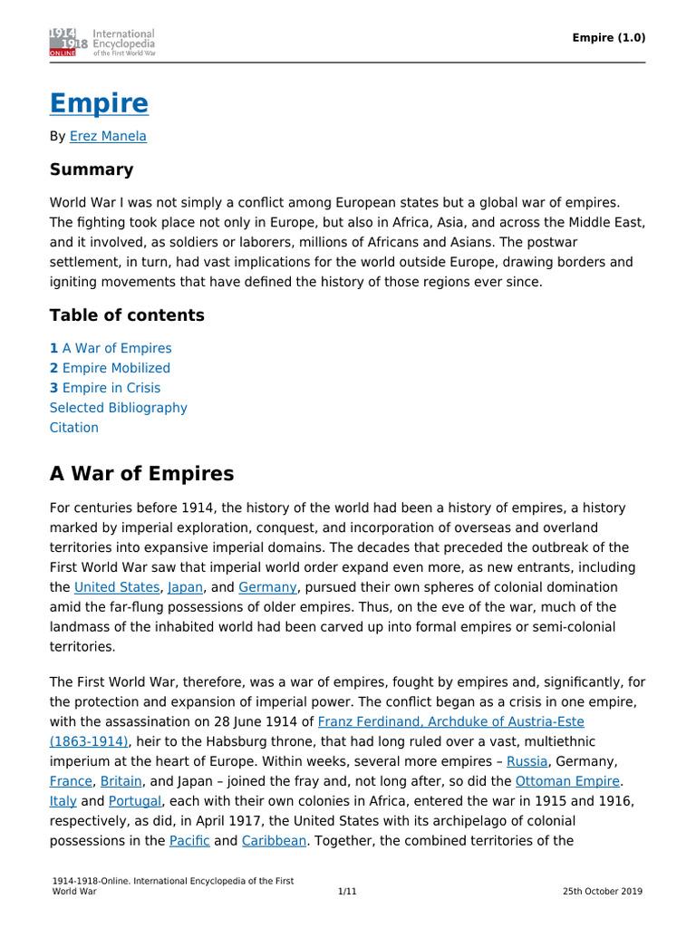 1914 1918 Online Empire 1.0 | PDF | British Empire | Empire