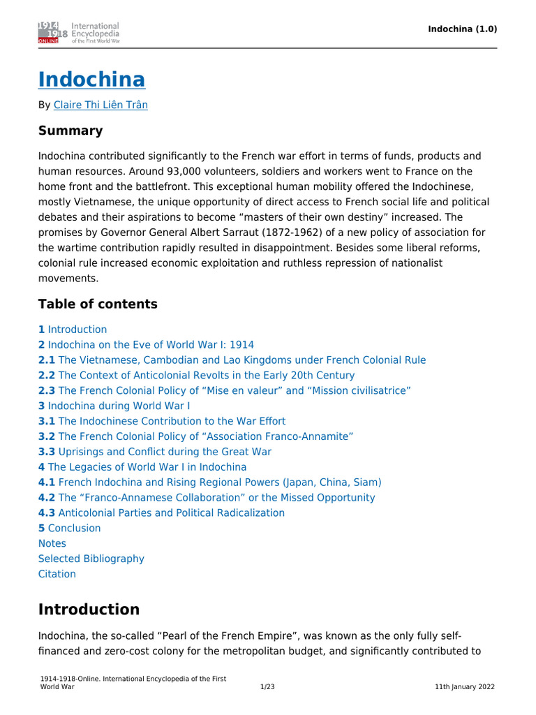 1914 1918 Online Indochina 1.0 | PDF | French Indochina | Vietnam