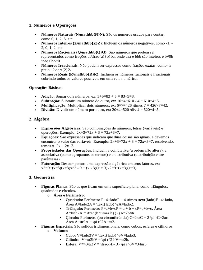 Matemática Básica: Números e Operações | PDF | Números | Média