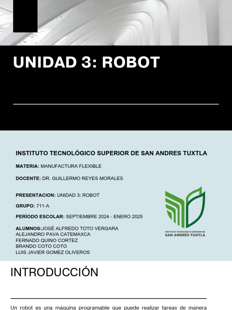 Presentacion U3 - Robot | PDF | Robot | Robótica