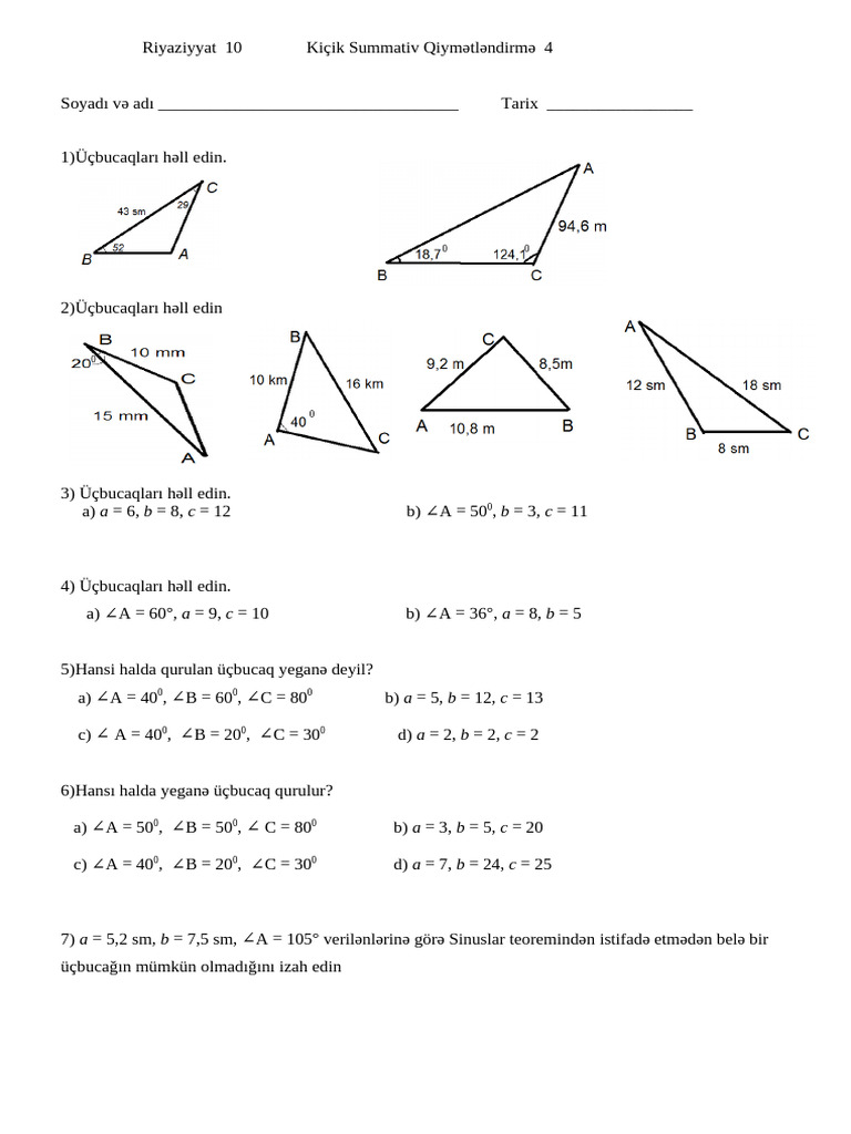 10-Cu Sinif Riyaziyyat KSQ 4 | PDF