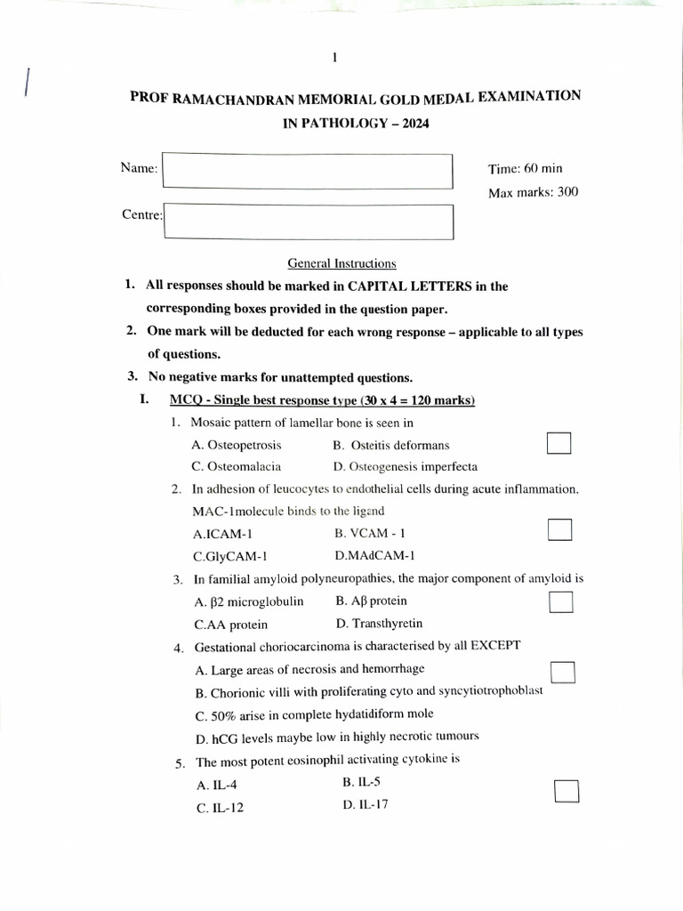 Prof Ramachandran Gold Medal Exam 2024 | PDF | Neoplasms | Medical ...