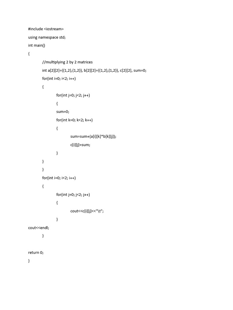 Matrices Multiplication | PDF | Computers