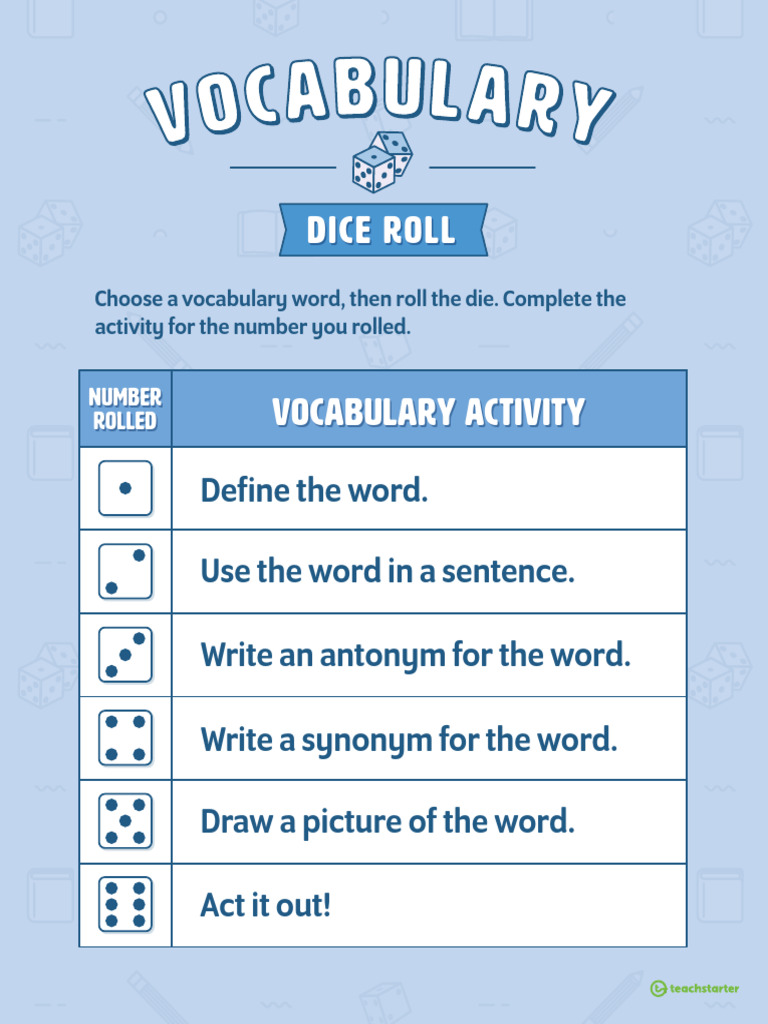 Vocabulary Dice Roll Activity Full Color PDF | PDF | Foreign Language ...