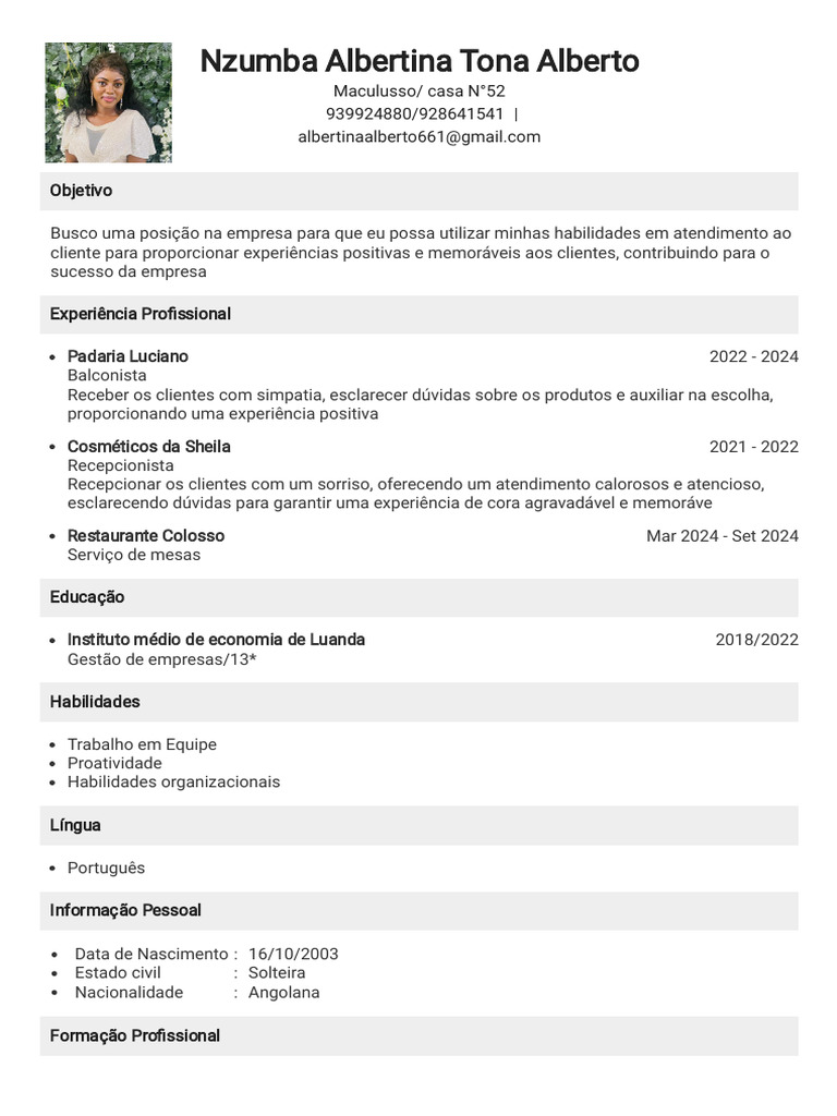 Currículo de Atendimento ao Cliente | PDF
