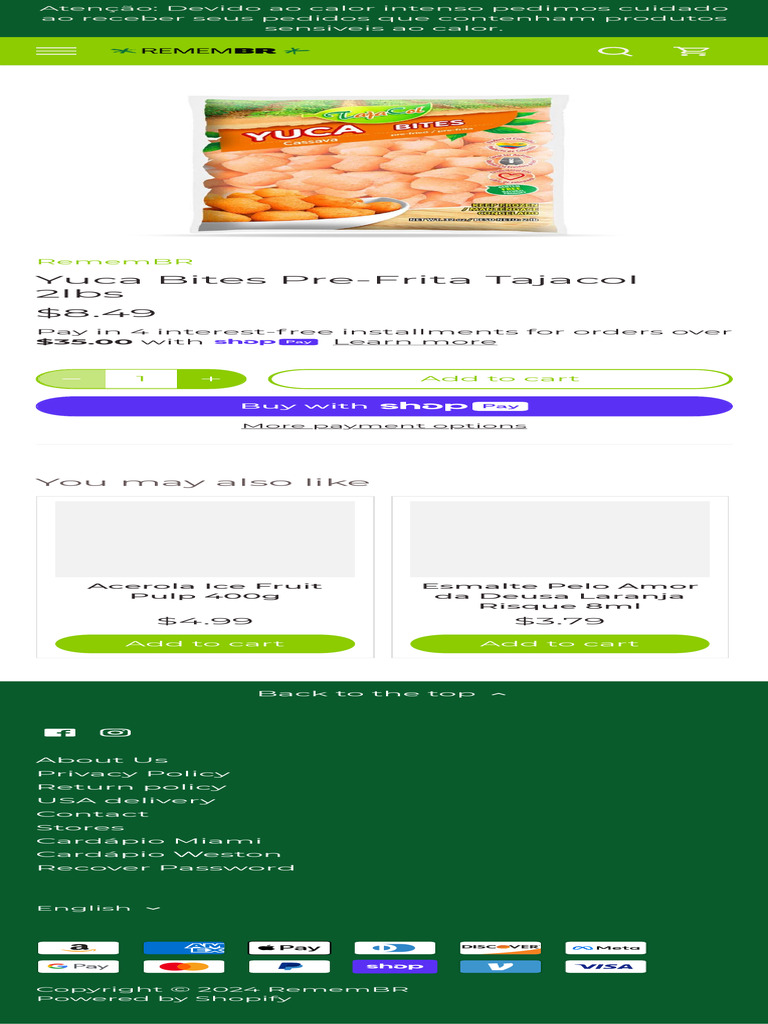 Yuca Bites Pre-Frita Tajacol 2lbs - RememBR | PDF