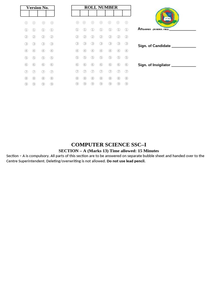 Computer Science SSC | PDF