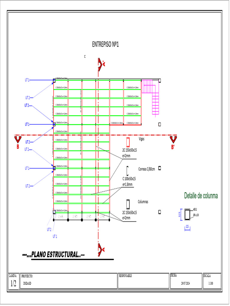 3 Plano Estrucutural Entrepiso 1 | PDF