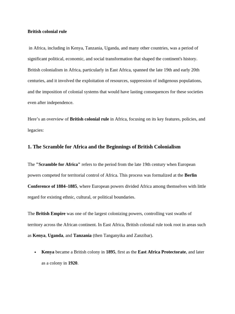 British Colonial Rule | PDF | British Empire | Kenya