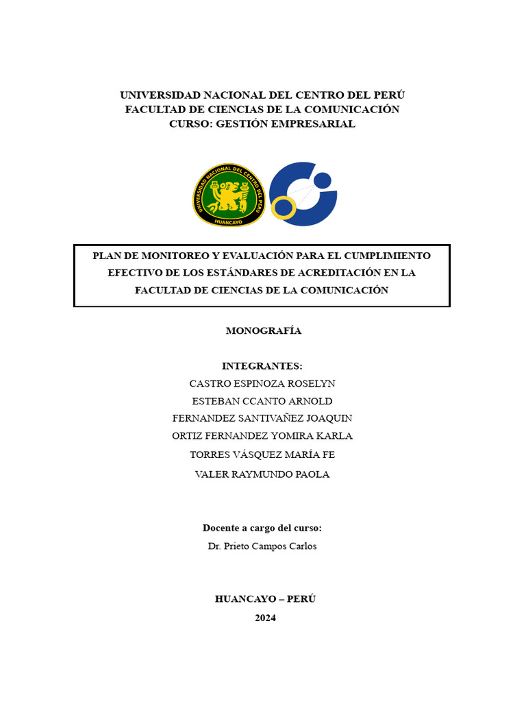 ESTRUCTURA MONOGRAFIA MODELO Set. 24 | PDF | Evaluación | Calidad ...