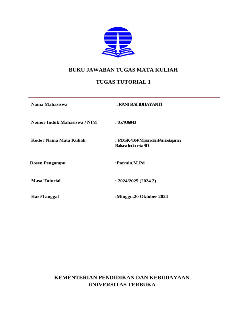 TT1 PDGK4504 B.Indonesia | PDF
