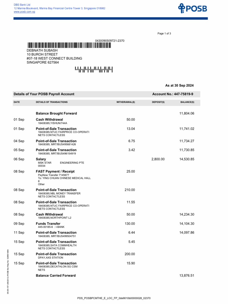 Bank Statement-Subash Debnath | PDF | Deposit Account | Overdraft