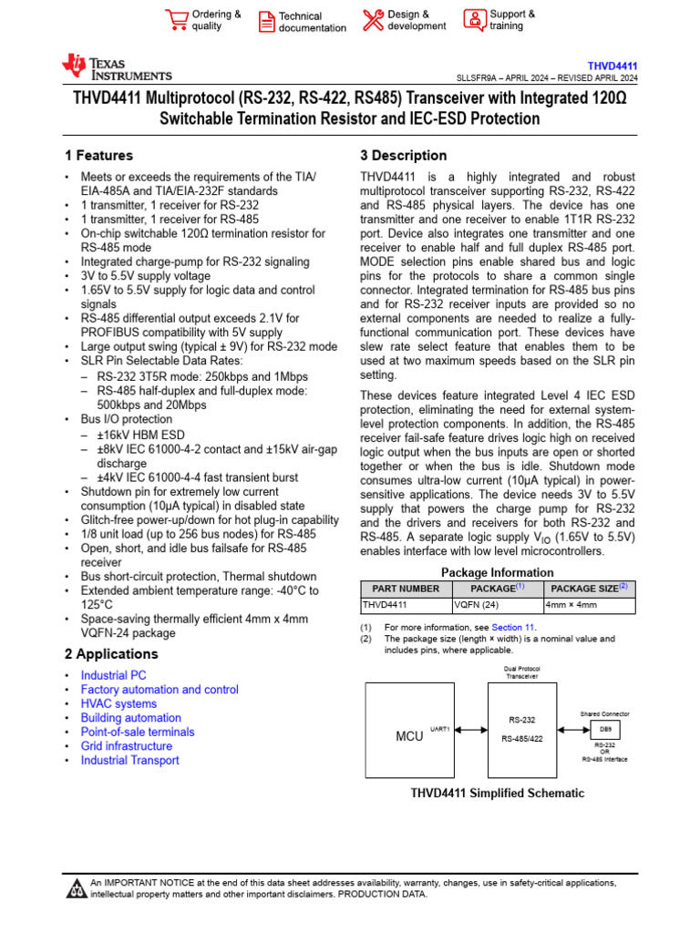 THVD 4411 | PDF | Electrical Engineering | Computer Engineering