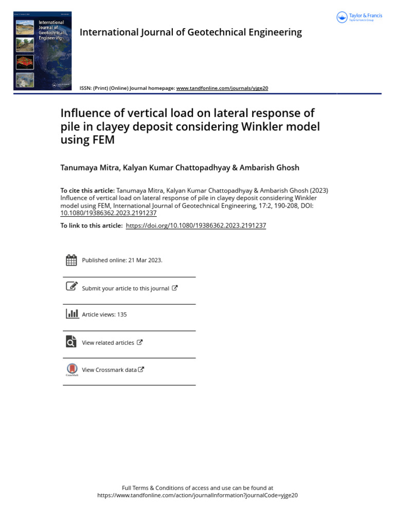 Influence of Vertical Load On Lateral Response of Pile in Clayey ...