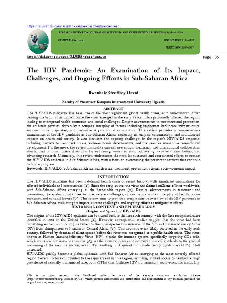 The HIV Pandemic: An Examination of Its Impact, Challenges, and Ongoing ...