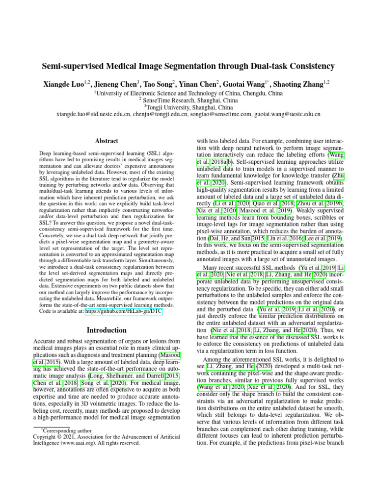 Semi-Supervised Medical Image Segmentation Through Dual-Task Consistency | PDF | Image ...