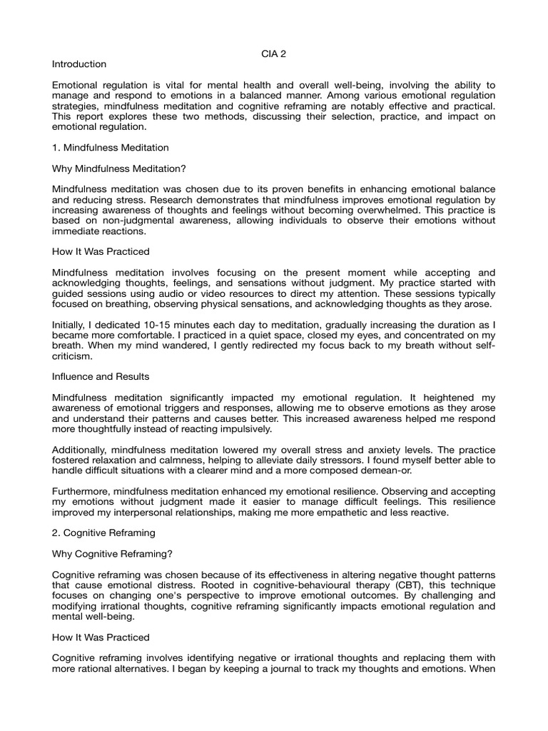 CIA 2 Science of Well Being | PDF | Mindfulness | Emotional Self Regulation