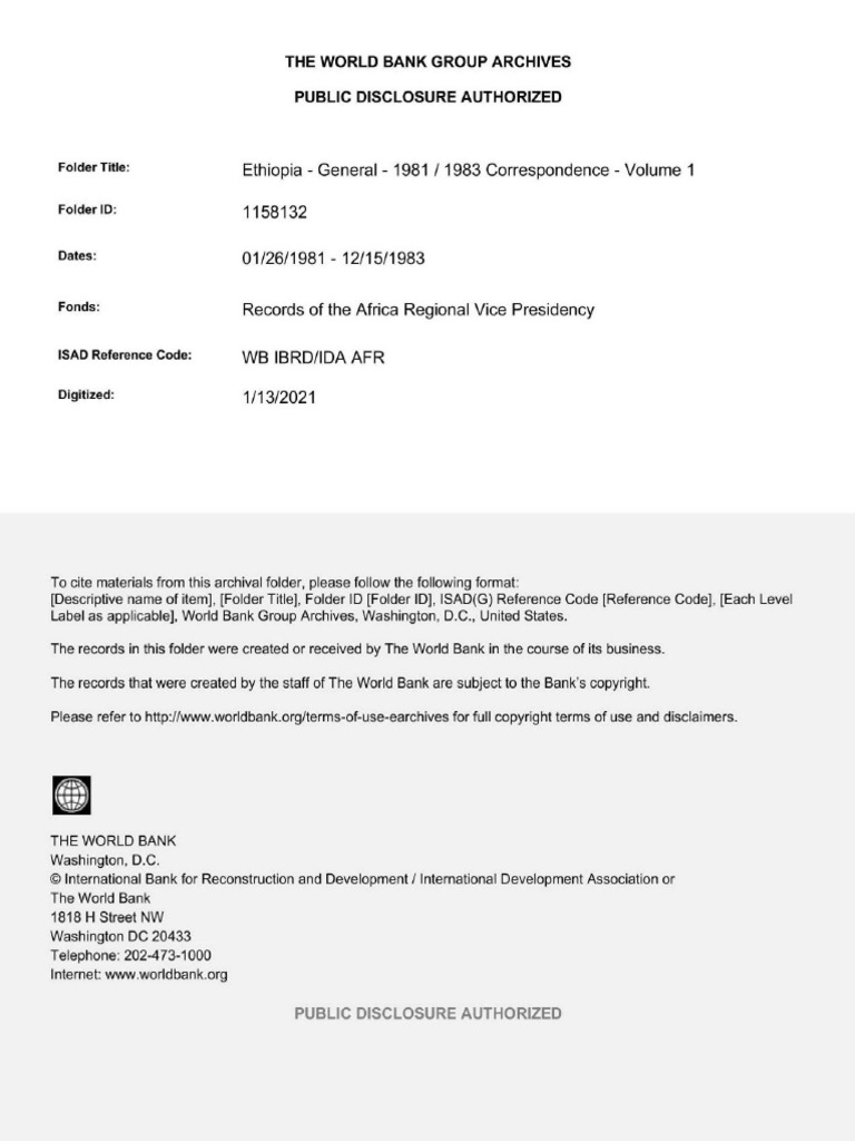 World Bank Group Archives Folder 1158132 | PDF | Eritrea | Ethiopia