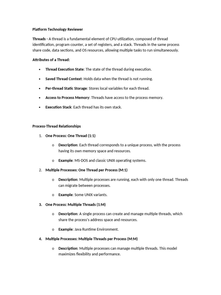 PlatTech Rev | PDF | Process (Computing) | Thread (Computing)