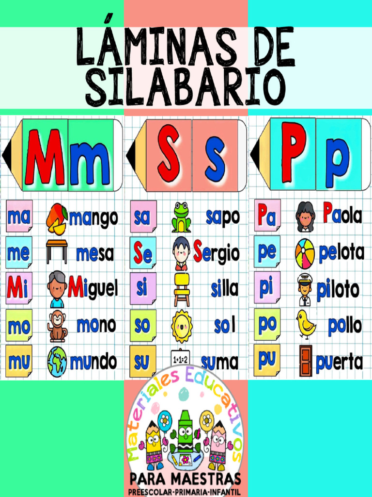 Láminas de Silabario Recopilado Por Materiales Educativos para Maestras ...