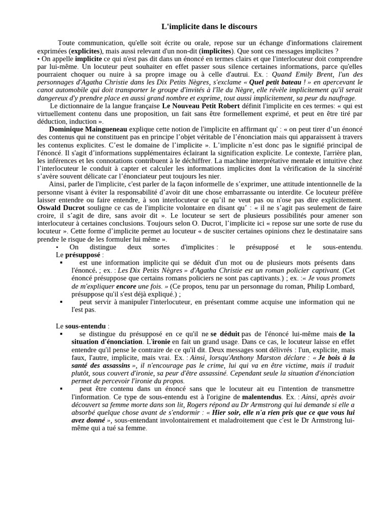 Implicite | PDF | Ironie