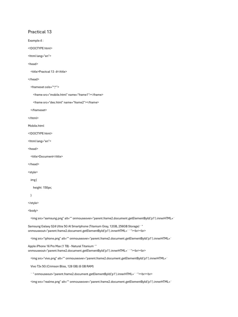 Practical 13 Ex 4 | PDF