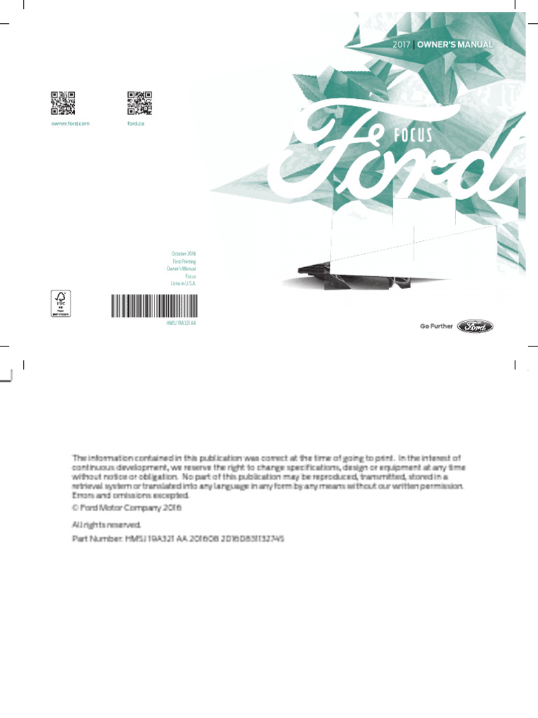 2017 Ford Focus Owners Manual Version 1 Om en US en CA 10 2016 | PDF ...