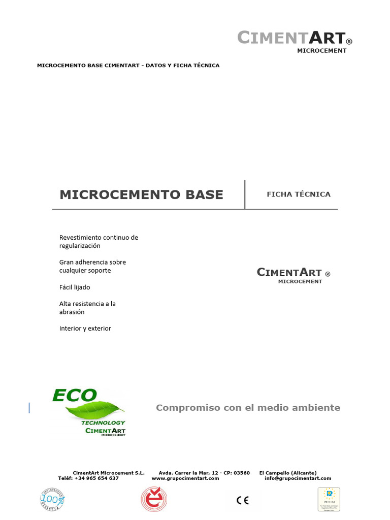 F. T. MICROCEMENTO BASE CimentArt | PDF | Materiales