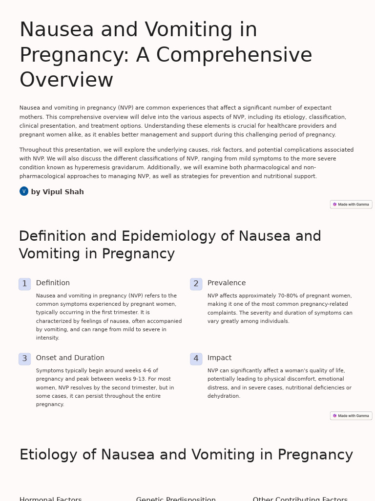 Nausea and Vomiting in Pregnancy A Comprehensive Overview | PDF ...