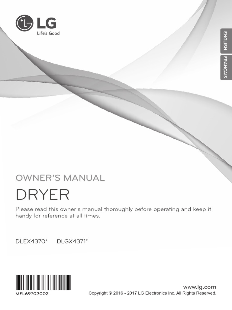 LG Dryer DLEX4370K Owner Manual | PDF | Clothes Dryer | Duct (Flow)