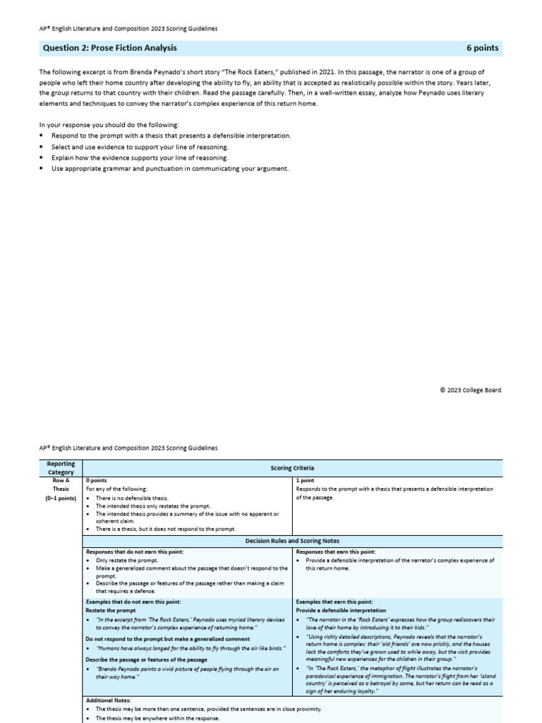 Rubric Ap23 SG English Literature Set 2 | PDF | Narrative | Literary ...