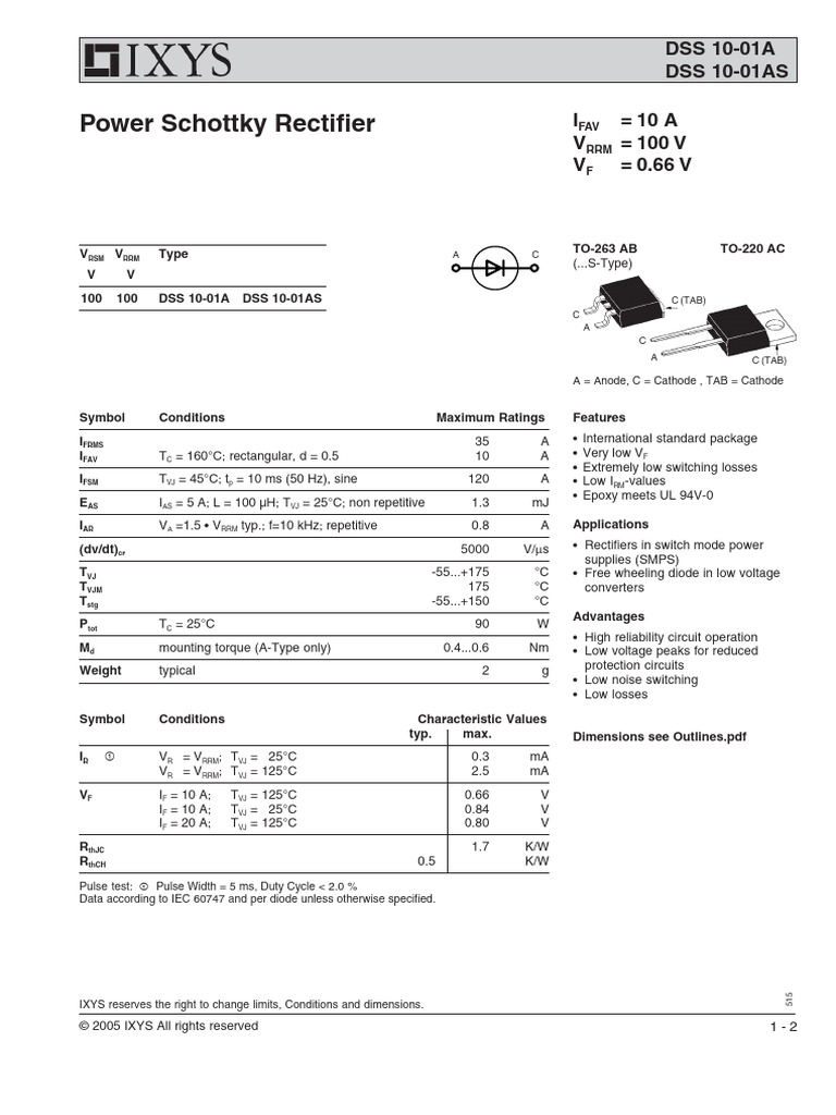 DSS10-01A | PDF | Rectifier | Electromagnetism