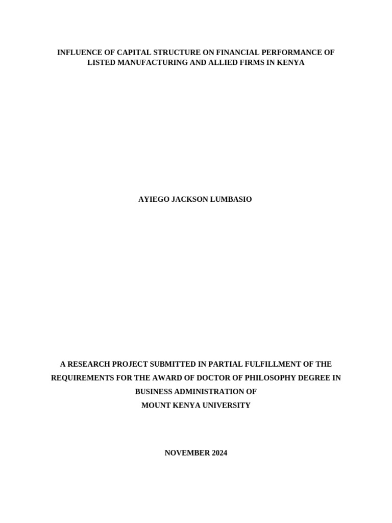 Revised Complete Lumbasyo's Thesis 04nov2024 | PDF | Capital Structure