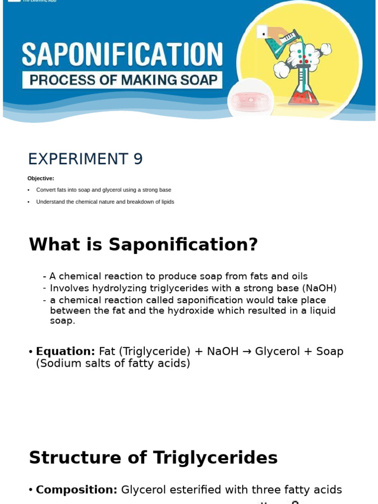Saponification of Triglycerides Experiment | PDF | Science & Mathematics