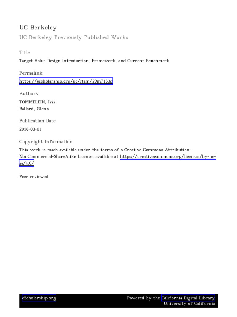 Target Value Design Introduction Framewo | PDF | Risk | Money